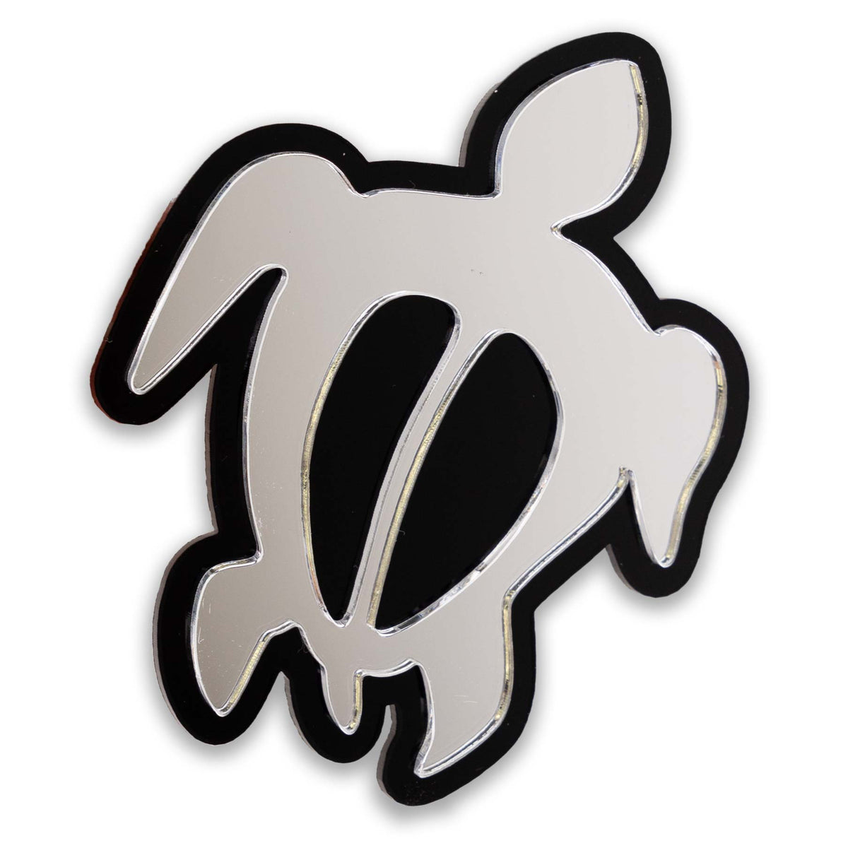 Island Silver 3D Car Honu Decal- Silver on Black | The Hawaii Store