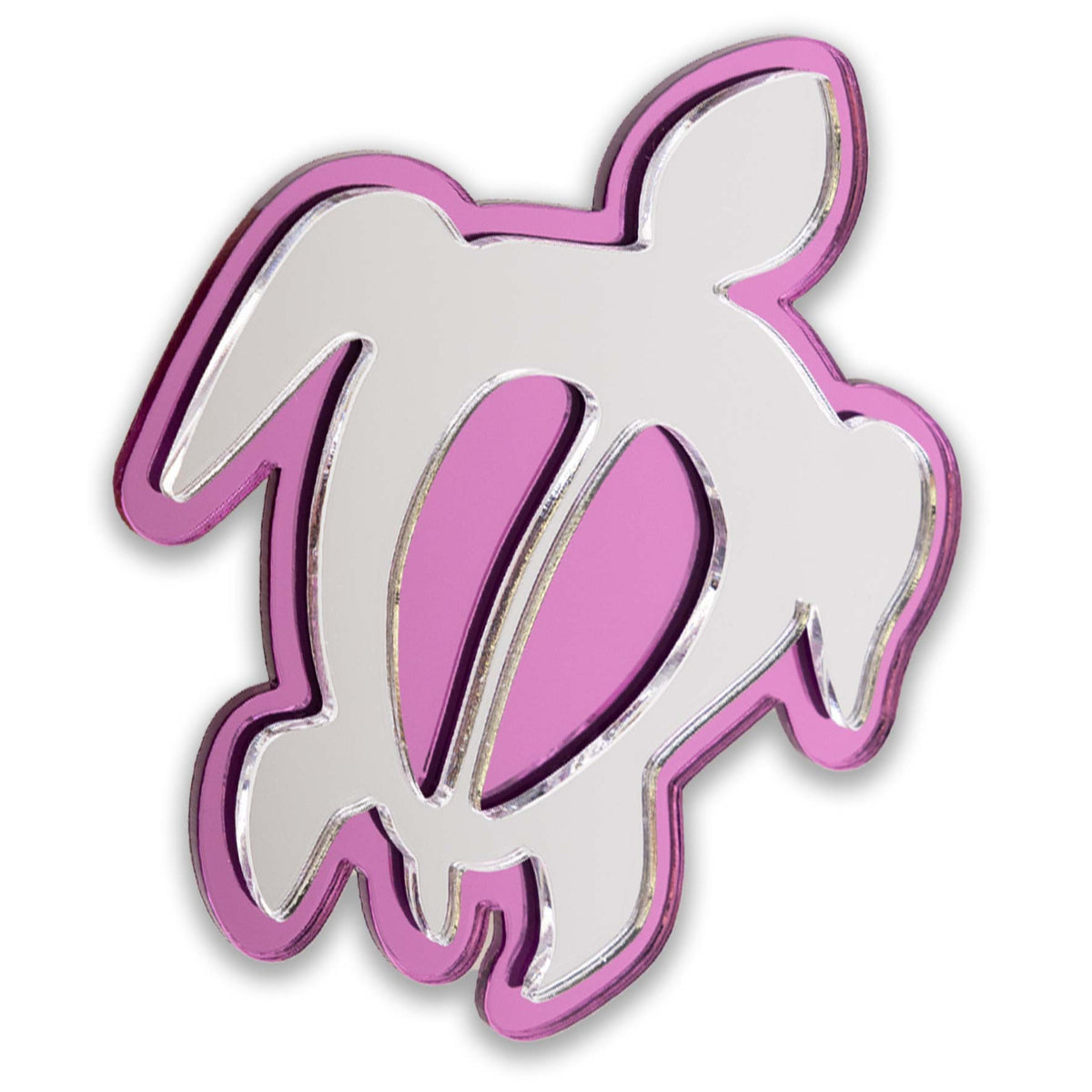Island Silver 3D Honu Car Decal- Silver & Pink | The Hawaii Store