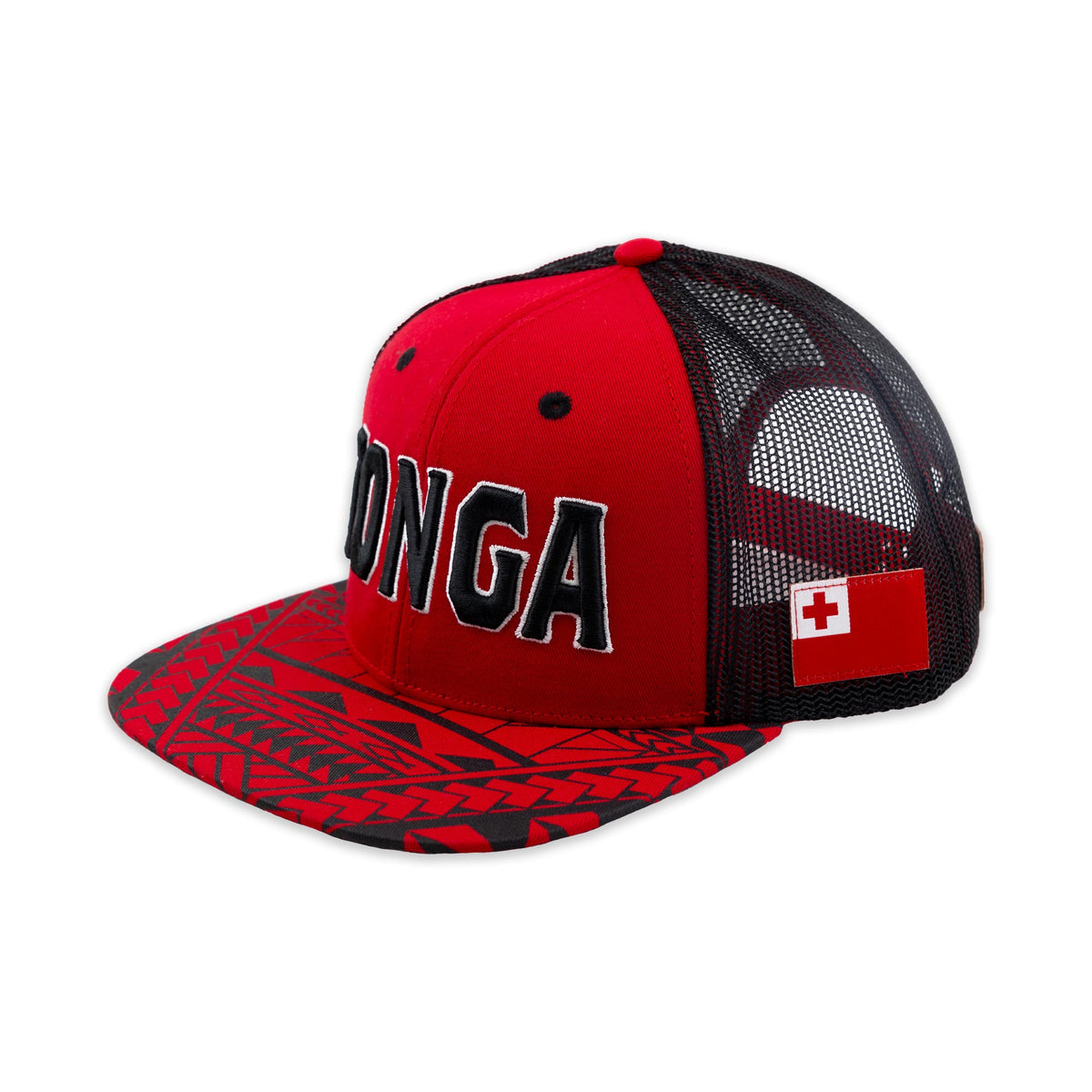 Flat Visor "Tonga" Ball Cap- Red and Black | The Hawaii Store
