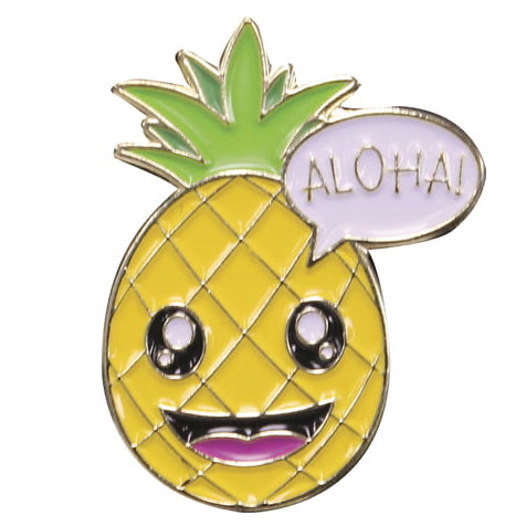 Happy Aloha Pineapple Emoji Souvenir Pin | The Hawaii Store