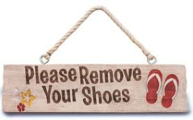 "Please Remove Your Shoes" Hanging Sign | The Hawaii Store
